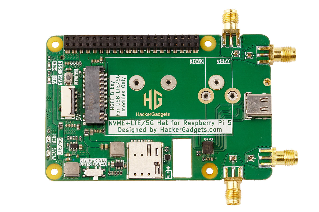 NVME+LTE/5G Hat with SMA connectors for Raspberry Pi 5 – Hacker Gadgets